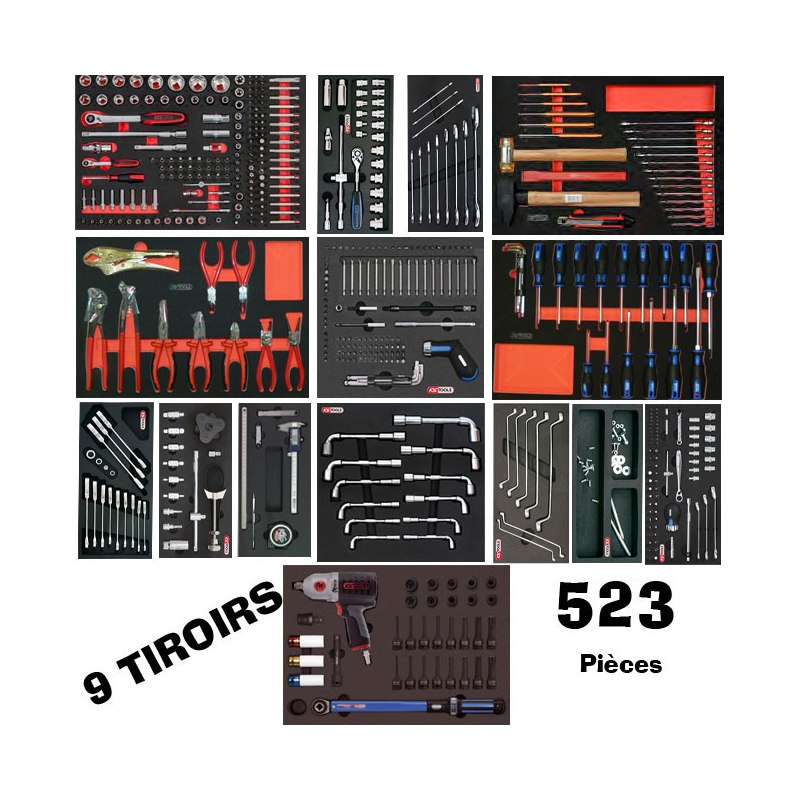 Millmatpro.com / Composition outils 523 pièces ks tools 9 tiroirs > Servante atelier > Servante ...
